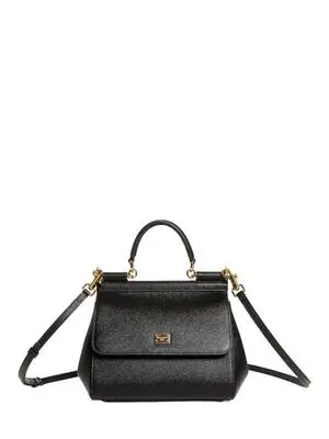 Dolce & Gabbana Sicily Leather Top Handle Bag - 80999 Black