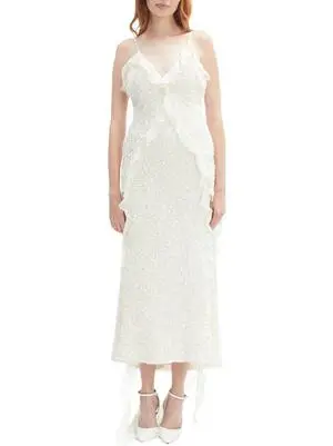 Bardot Marsella Ruffle Sequin Dress - Ivory