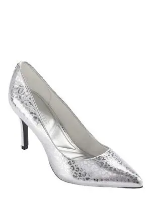 Karl Lagerfeld Paris Royale Pointed Toe Pump - Silver Leopard Print