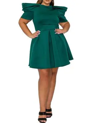 L I V D Karina Stretch Fit & Flare Dress - Hunter Green
