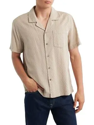Ag Foster Cotton & Linen Blend Camp Shirt - Dry Dust