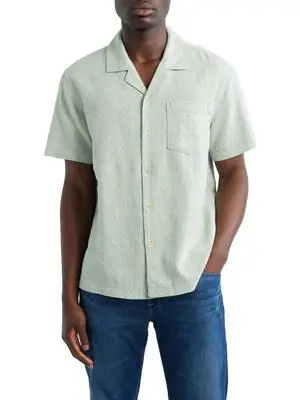 Ag Foster Cotton & Linen Blend Camp Shirt - Lime Zest