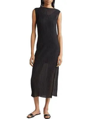 Loulou De Saison Ada Ribbed Midi Dress - Black