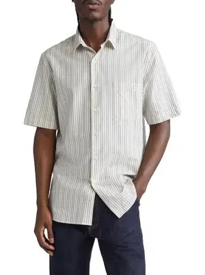 SUNSPEL Stripe Short Sleeve Button-up Shirt
