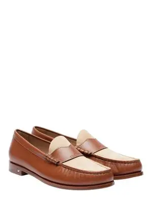 Max Mara Logo Leather And Suede Moccasins - Brown