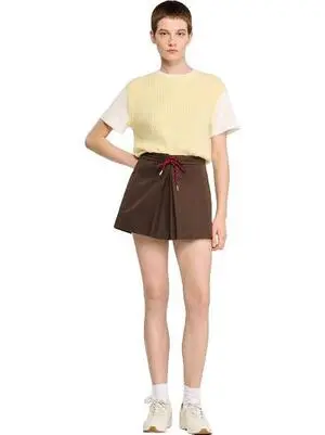 Sandro Pleated Drawstring Skort - Brown
