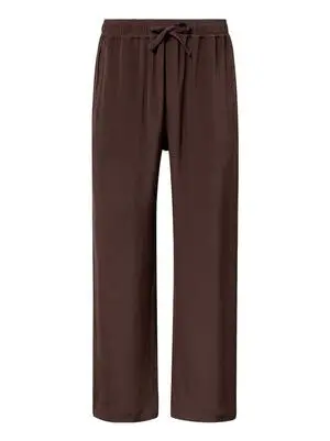 SAMAN AMEL Wide-leg Silk Pants - Brown