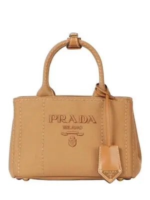 Prada Jardinière Mini Canvas Tote Brown