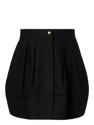 Max Mara Pleated Cotton Twill Miniskirt - Black