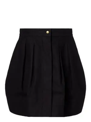 Max Mara Pleated Cotton Twill Miniskirt - Black