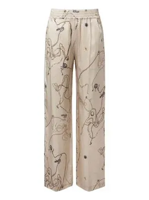 Victoria Beckham Printed Silk Satin Pajama Pants - Pink