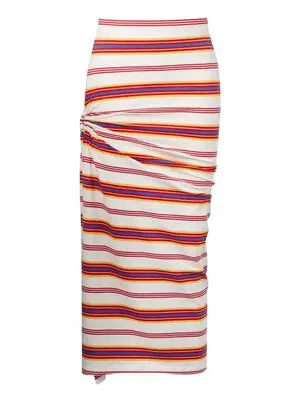 Rabanne Gathe Striped Cotton-blend Maxi Skirt - Red