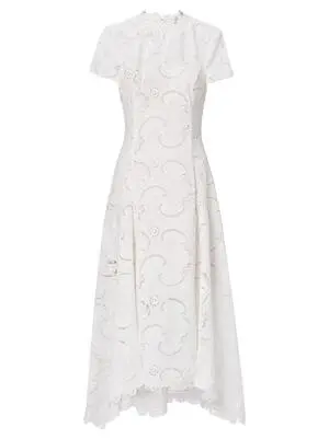 Oscar De La Renta Guipure Lace Midi Dress - White