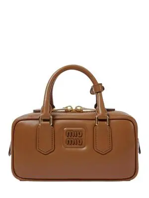 Miu Miu Arcadie Small Leather Tote Bag - Brown