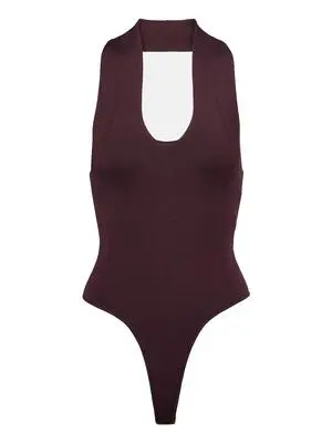 Khaite Toto Knitted Open-back Bodysuit - Burgundy