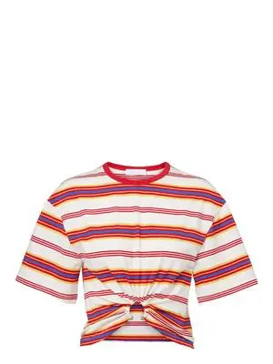 Rabanne Gathe Striped Cotton-Blend T-Shirt Red