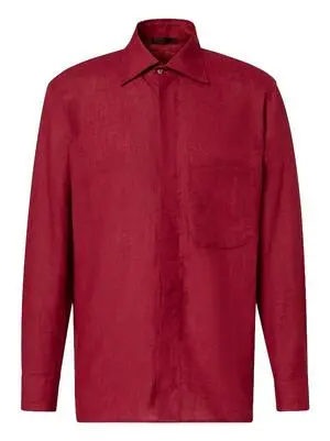 SAMAN AMEL Linen Shirt - Red