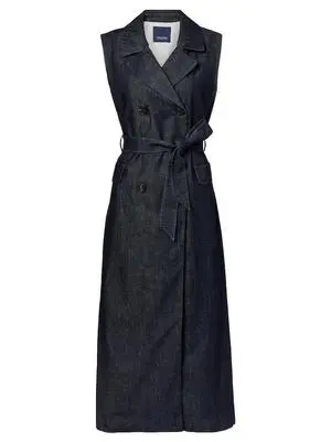 Max Mara Greta Belted Denim Maxi Dress - Blue