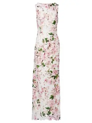 Oscar De La Renta Floral Guipure Lace Gown - Pink