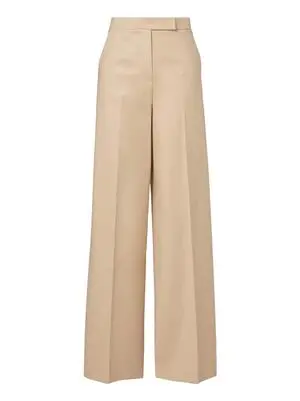 Max Mara Cotton-blend Wide-leg Pants - Beige