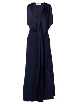 Victoria Beckham Draped Satin Midi Dress - Blue