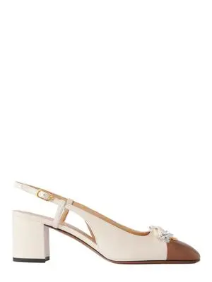 Valentino Garavani Vlogo 65 Tasseled Leather Slingback Pumps - Ecru