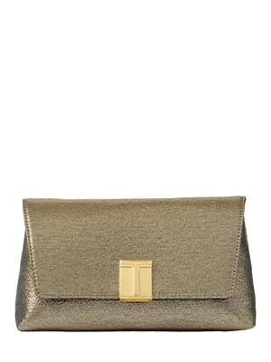 TOM FORD Textured-lamé Clutch - Gold