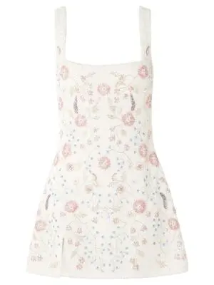 CLIO PEPPIATT Meadow Embellished Beaded Mini Dress - Neutrals