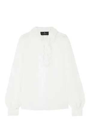 Etro Ruffled Jacquard Blouse - White