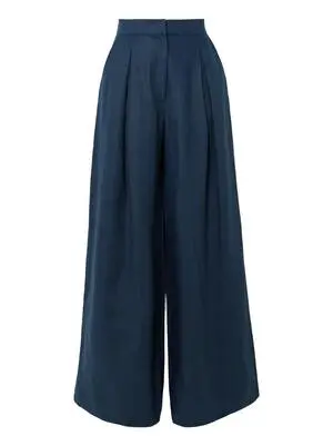 ANDRES OTALORA Una Metafora Pleated Wide-leg Linen Pants - Blue