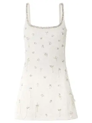 CLIO PEPPIATT Droplet Embellished Beaded Stretch-tulle Mini Dress - Ivory