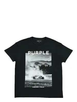 PURPLE BRAND Textured Inside Out Tee Shirt - Black