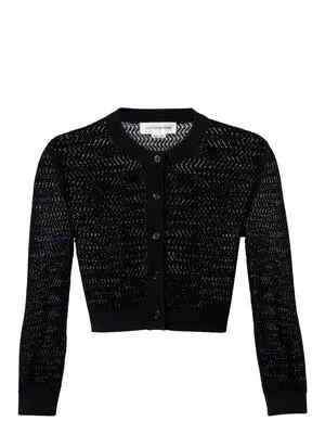 Victoria Beckham Pointelle Cropped Cardigan - Black