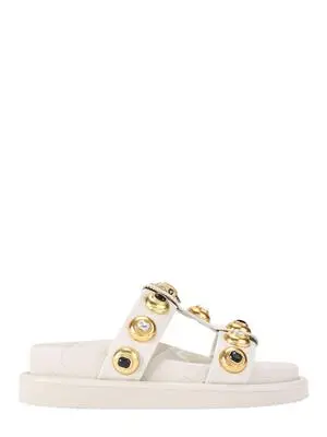 Kurt Geiger Leather Croc-embossed Orson Sandals - Beige
