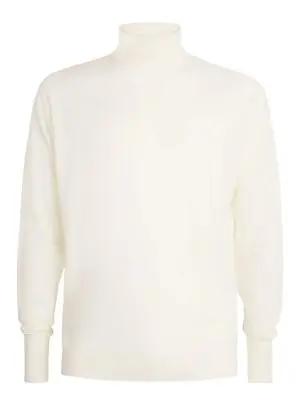John Smedley Extra Fine Merino Richards Rollneck Sweater - White