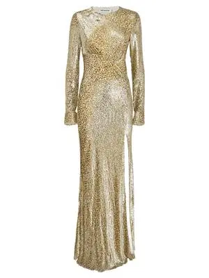 SELF-PORTRAIT Metallic Cut-out Maxi Dress - Gold