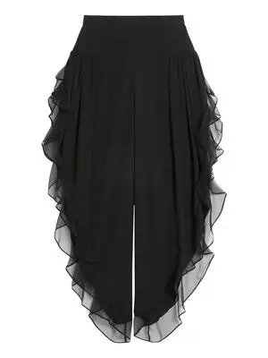 VALENTINO Silk Ruffled Trousers