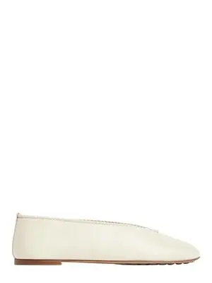 BOTTEGA  VENETA Leather Ballerina Flats - Sea Salt