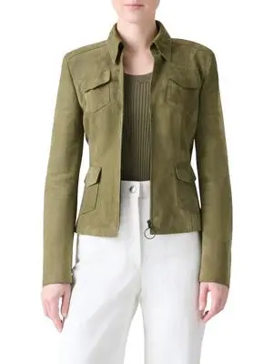 Akris Fitted Suede Jacket - Khaki