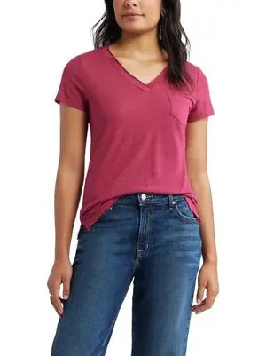 Caslon Cotton & Modal V-neck T-shirt - Burgundy Berry