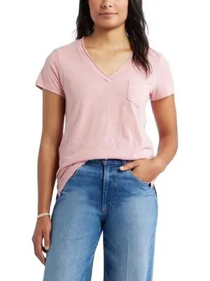 Caslon Cotton & Modal V-neck T-shirt - Pink Beauty