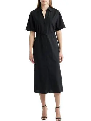 BOSS Dulera Belted Virgin Wool Shirtdress - Black
