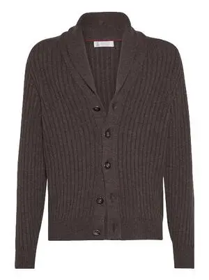 Brunello Cucinelli Cardigan With Metal Button Closure - Brown