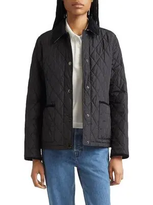 Burberry Quilted Nylon Barn Jacket - Black/ Sand Ip Check