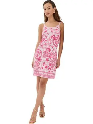 Versace Underwater Barocco Knit Dress Eggshell/dragonfruit