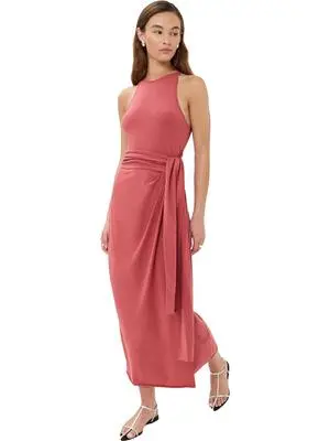 Another Tomorrow Sarong Tie Dress - Rhubarb