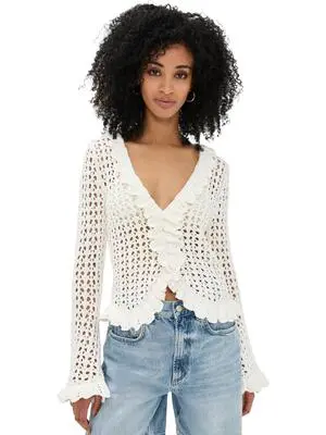 L'Agence Solaris Open Stitch Cardigan - Ivory