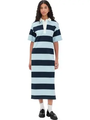 LE BOP Nell Polo Maxi Dress Ice Blue/midnight