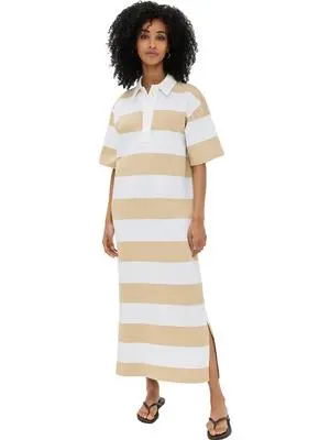 LE BOP Nell Polo Maxi Dress Khaki/white