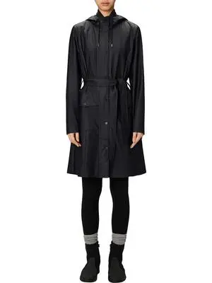 Rains Curve Waterproof Belted Jacket - Black